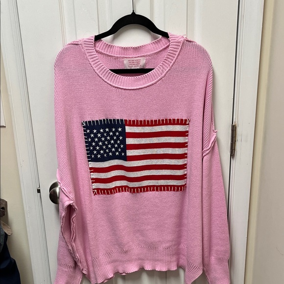 Simply Southern | Sweaters | Simply Southern Pink American Flag Sweater ...